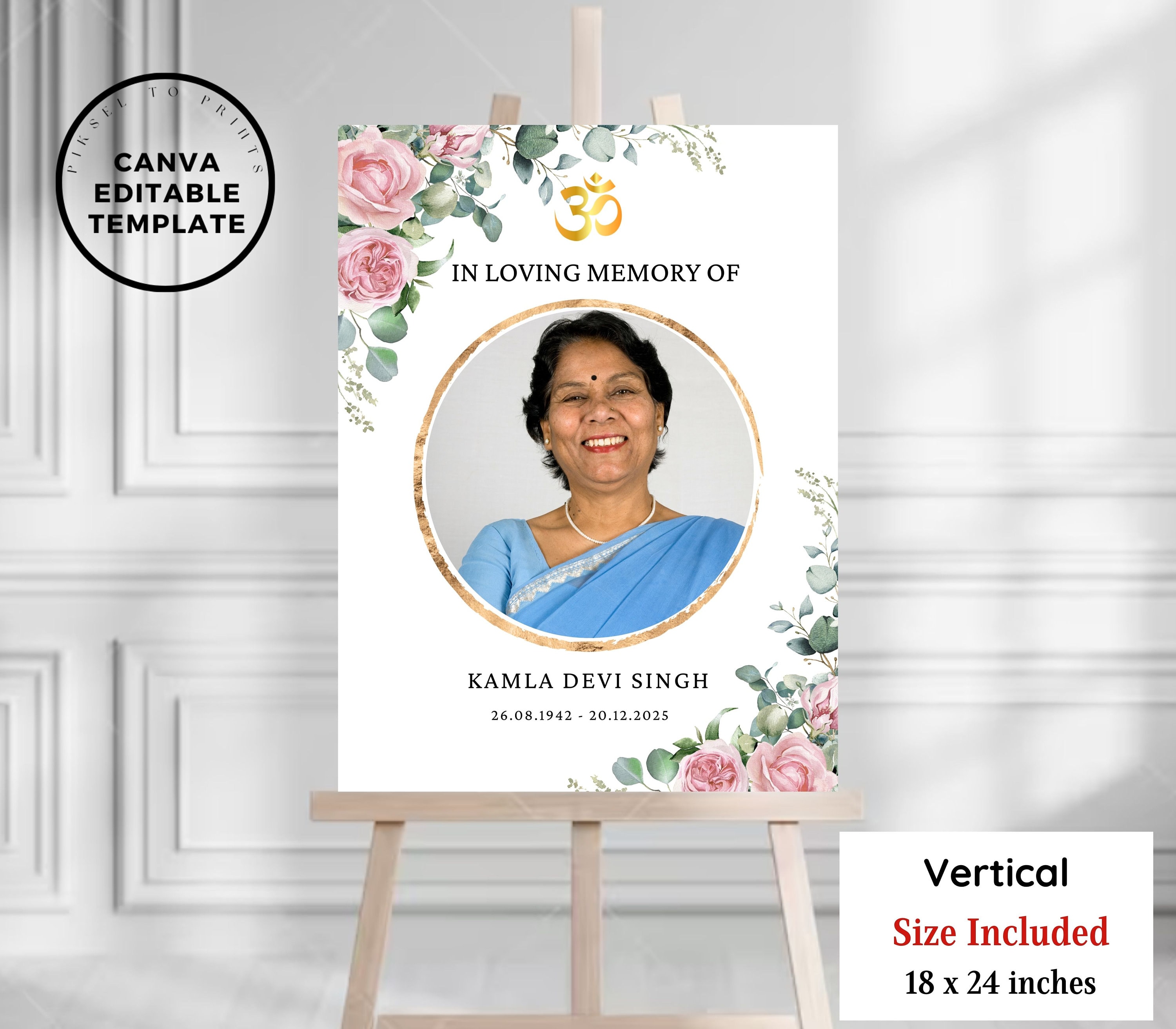 Editable Indian Funeral Memorial Sign, Floral Female Barsi Poster ...