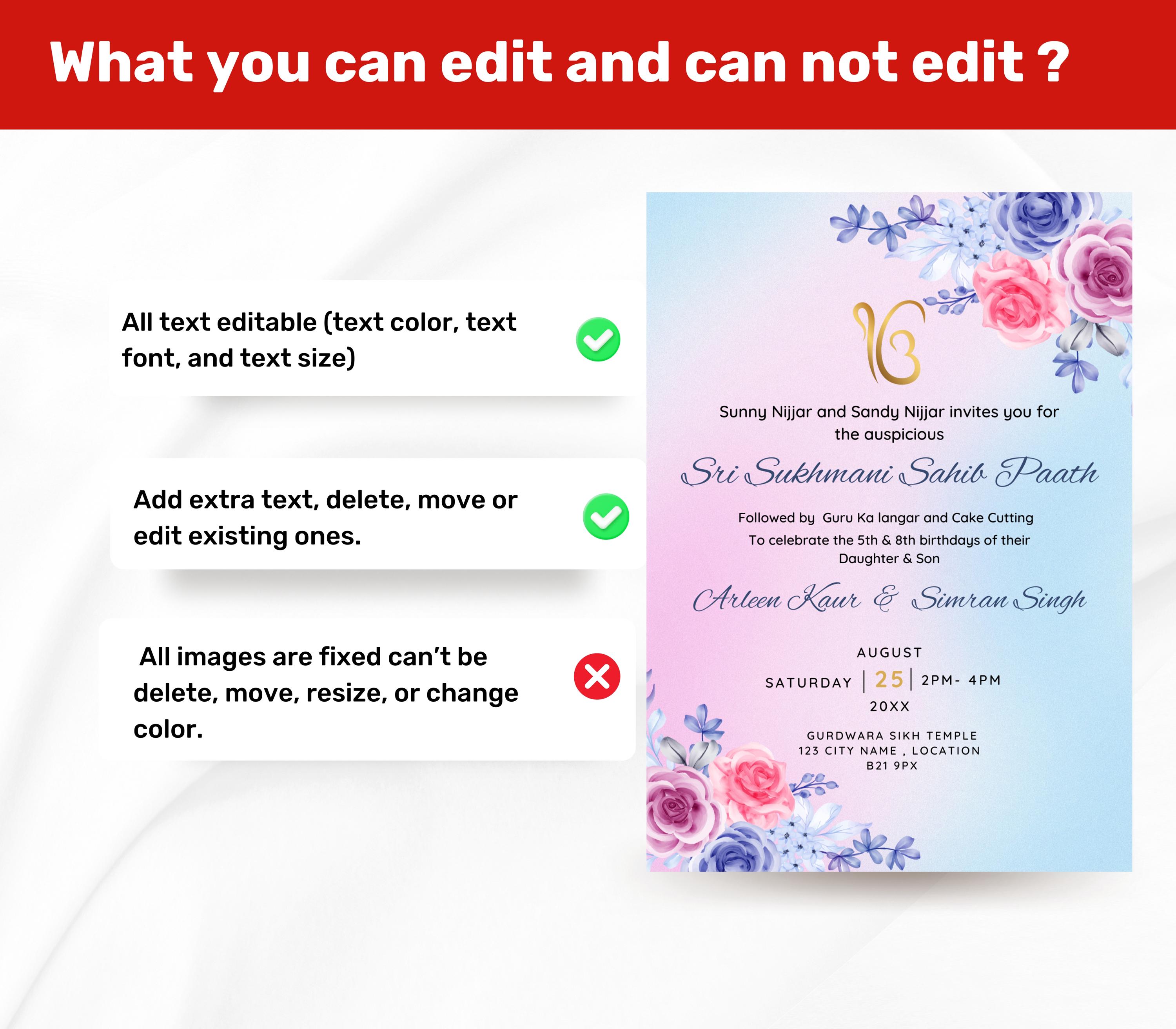 Editable Sukhmani Sahib Path Invitation: Birthday, Housewarming and ...