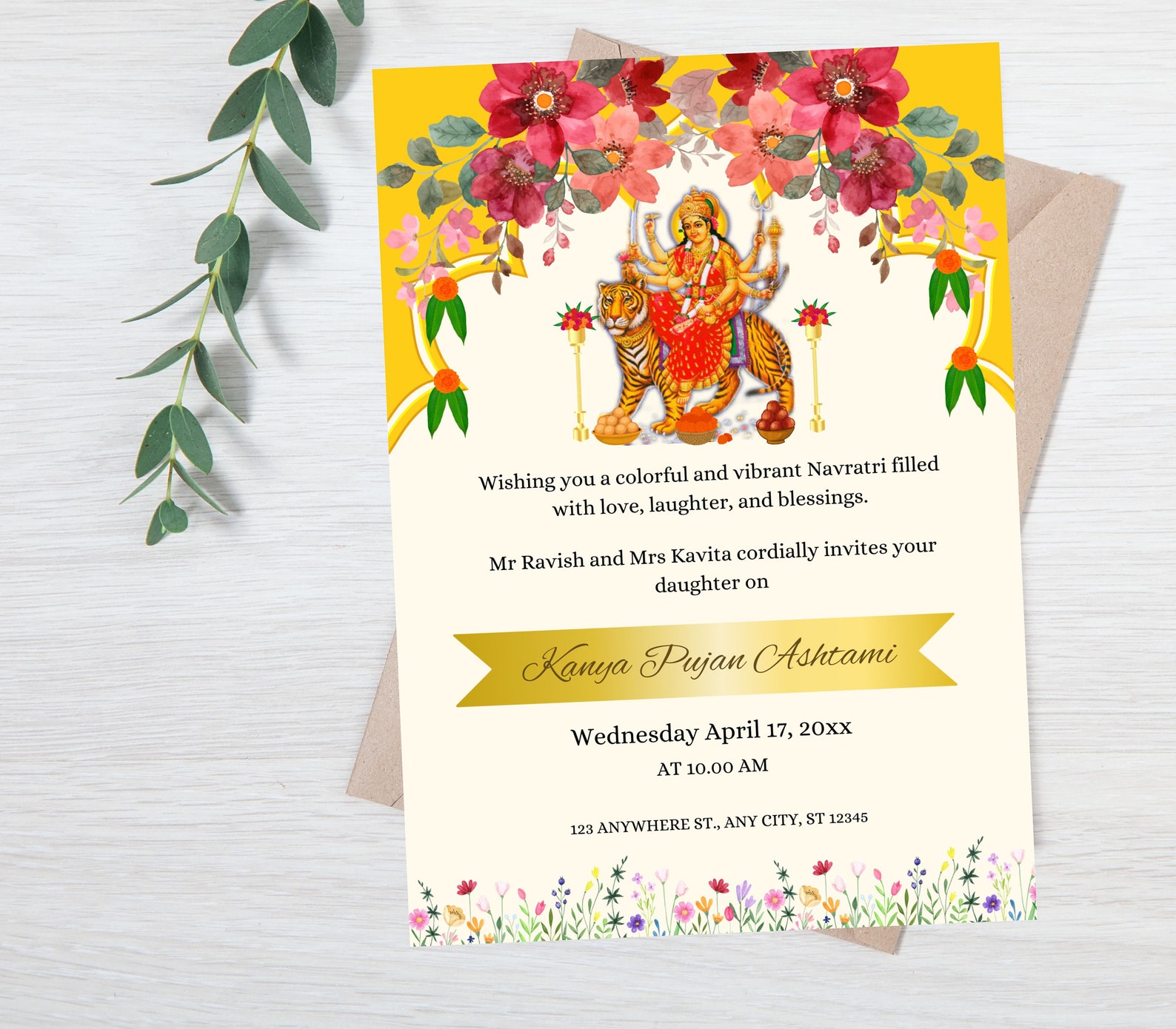 Navratri Invitation, Mata Ka Jagrata Invitation, Kanya Pujan Invite ...