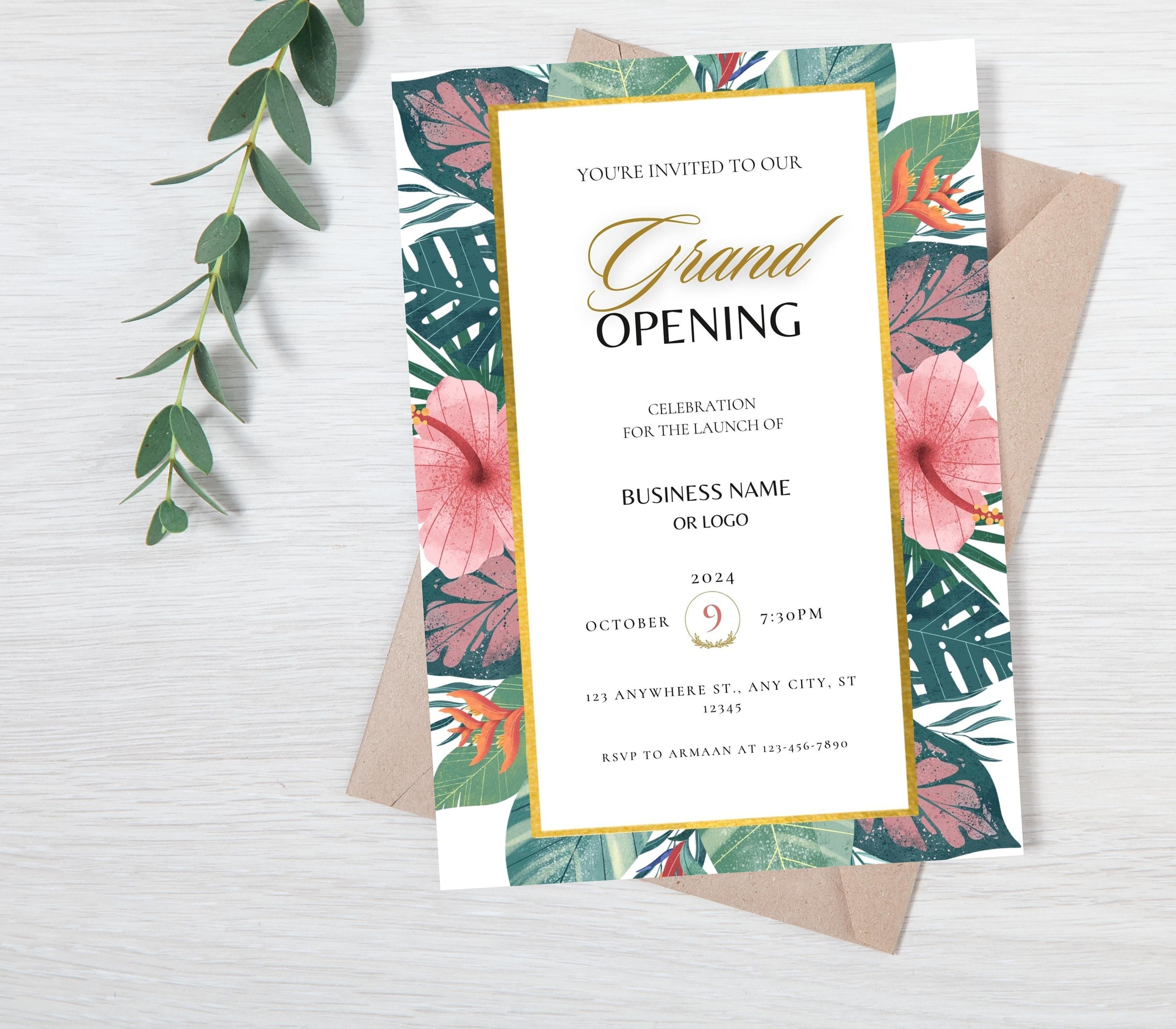 Editable Grand Opening Invitation Template, Business Launch Event ...