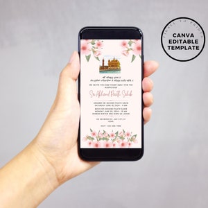 Floral Akhand Path Invitation Card: Editable Sukhmani Sahib Paath ...