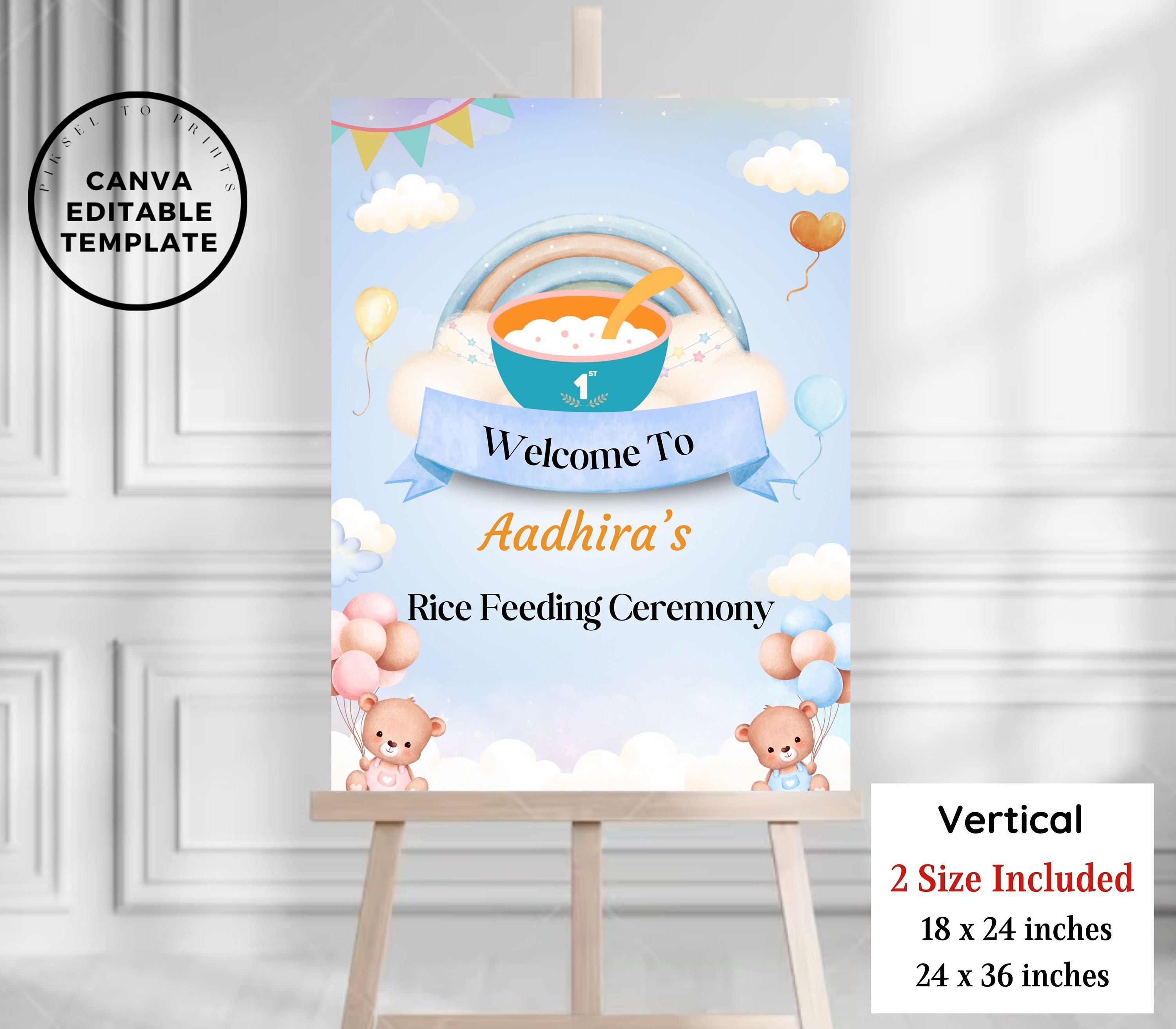 Editable Annaprashana Sign, Mukhebhat Welcome Sign, Rice Feeding ...