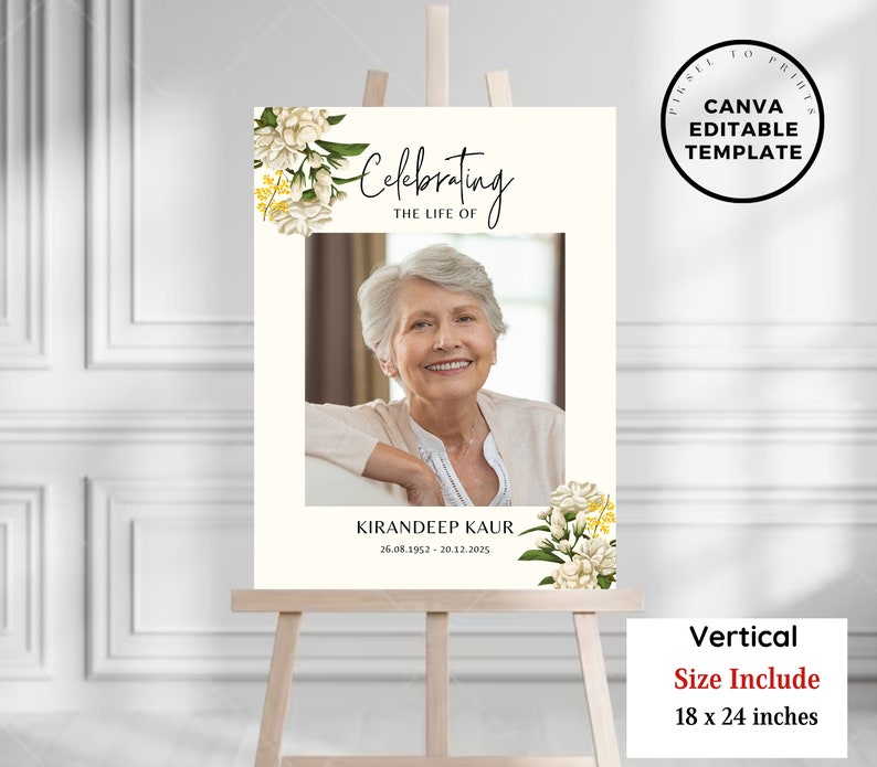 Editable Funeral Memorial Sign Floral Funeral Welcome Board - Etsy