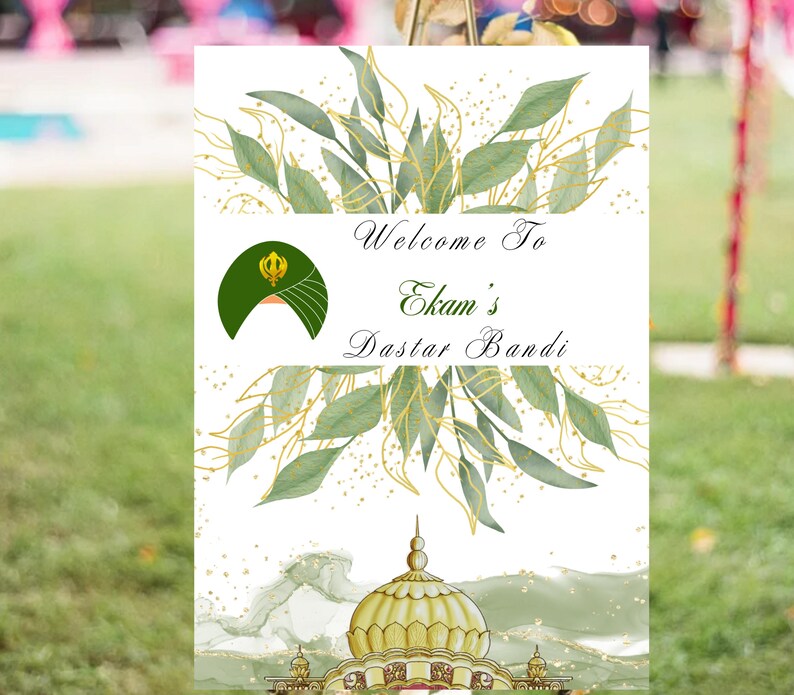 Editable Sikh Dastar Bandi Welcome Sign, Khalsa Turban Ceremony Poster ...