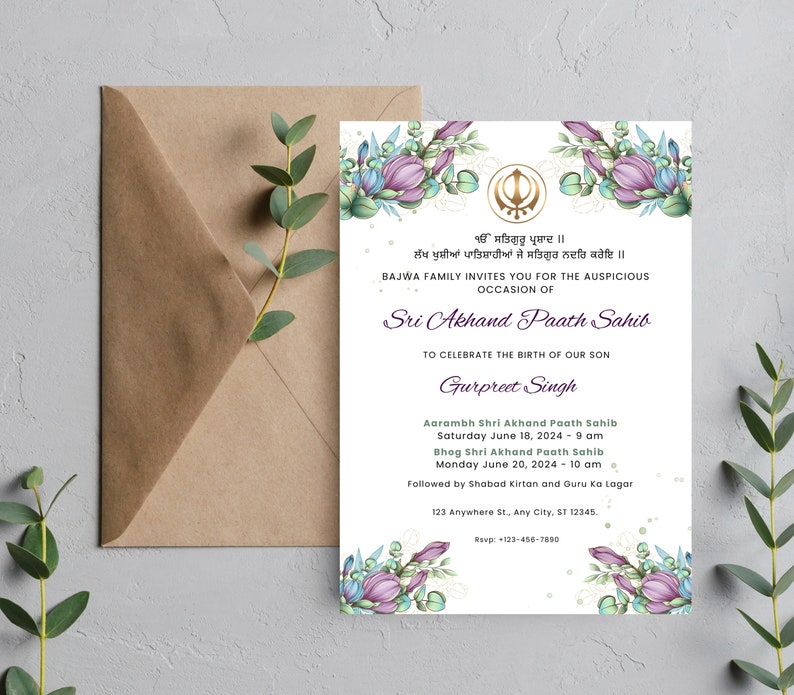 Editable Akhand Path Digital Invitation, Sehaj Path Digital Invitation ...