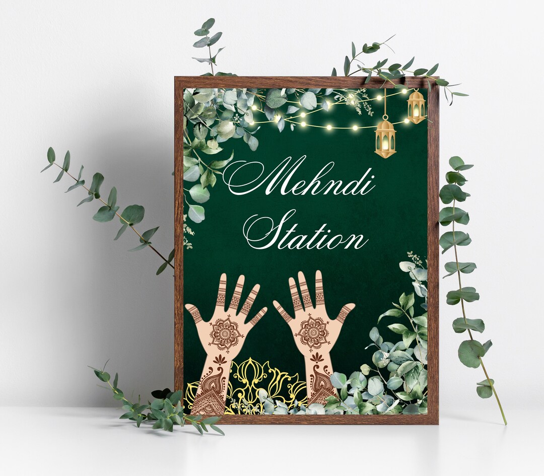 Mehndi Station Sign, Dholki Decor, Indian Wedding Decor, Henna Station ...