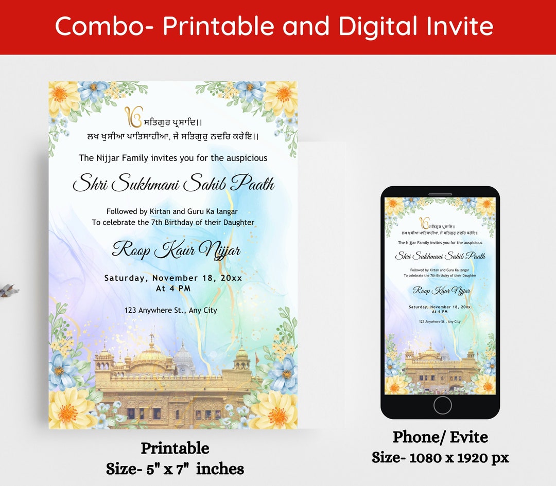 Editable Sukhmani Sahib Path Invitation, Sukhmani Sahib Path Digital ...