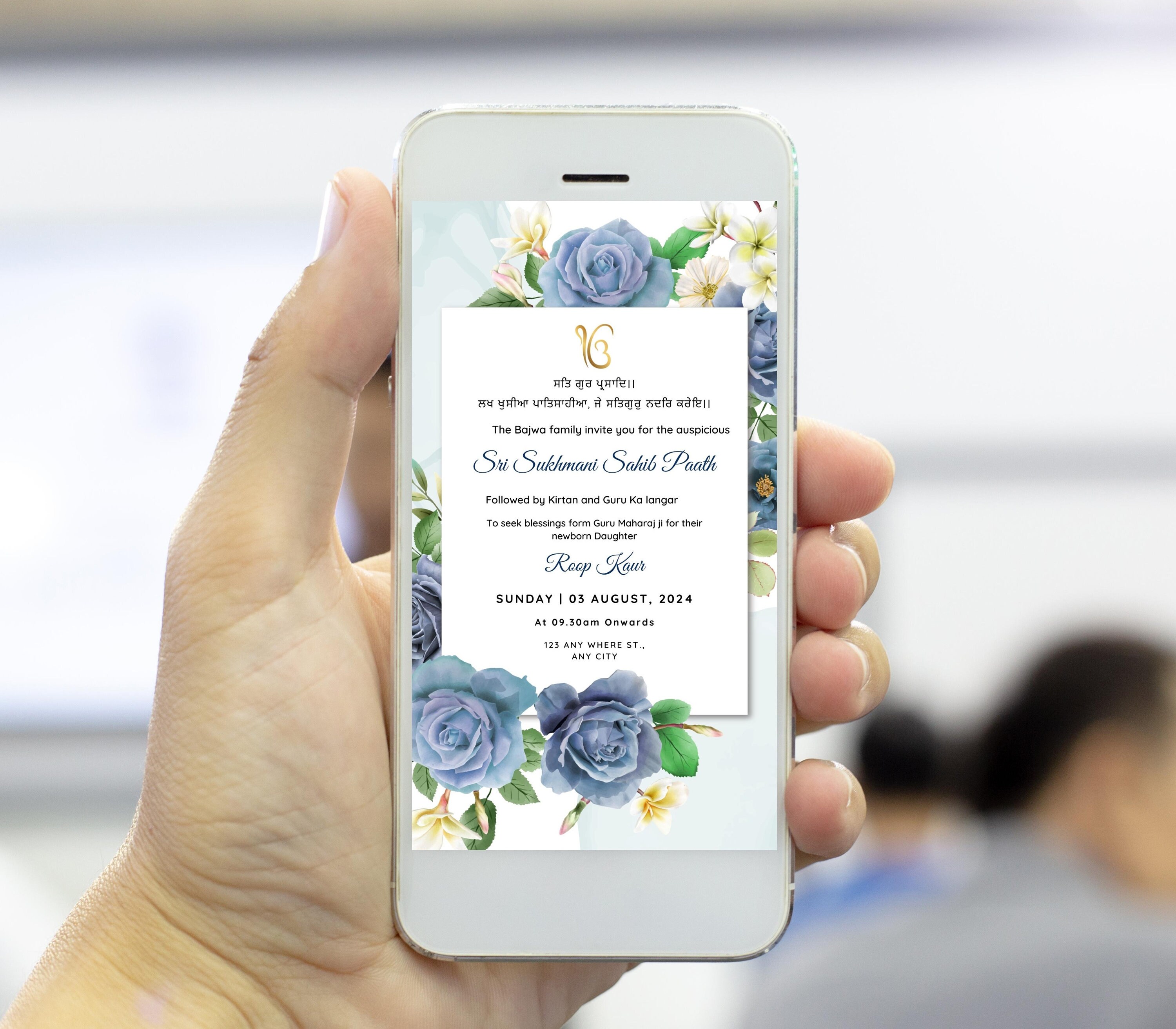 Editable Floral Sukhmani Sahib Path Invitation, Sukhmani Sahib Path ...
