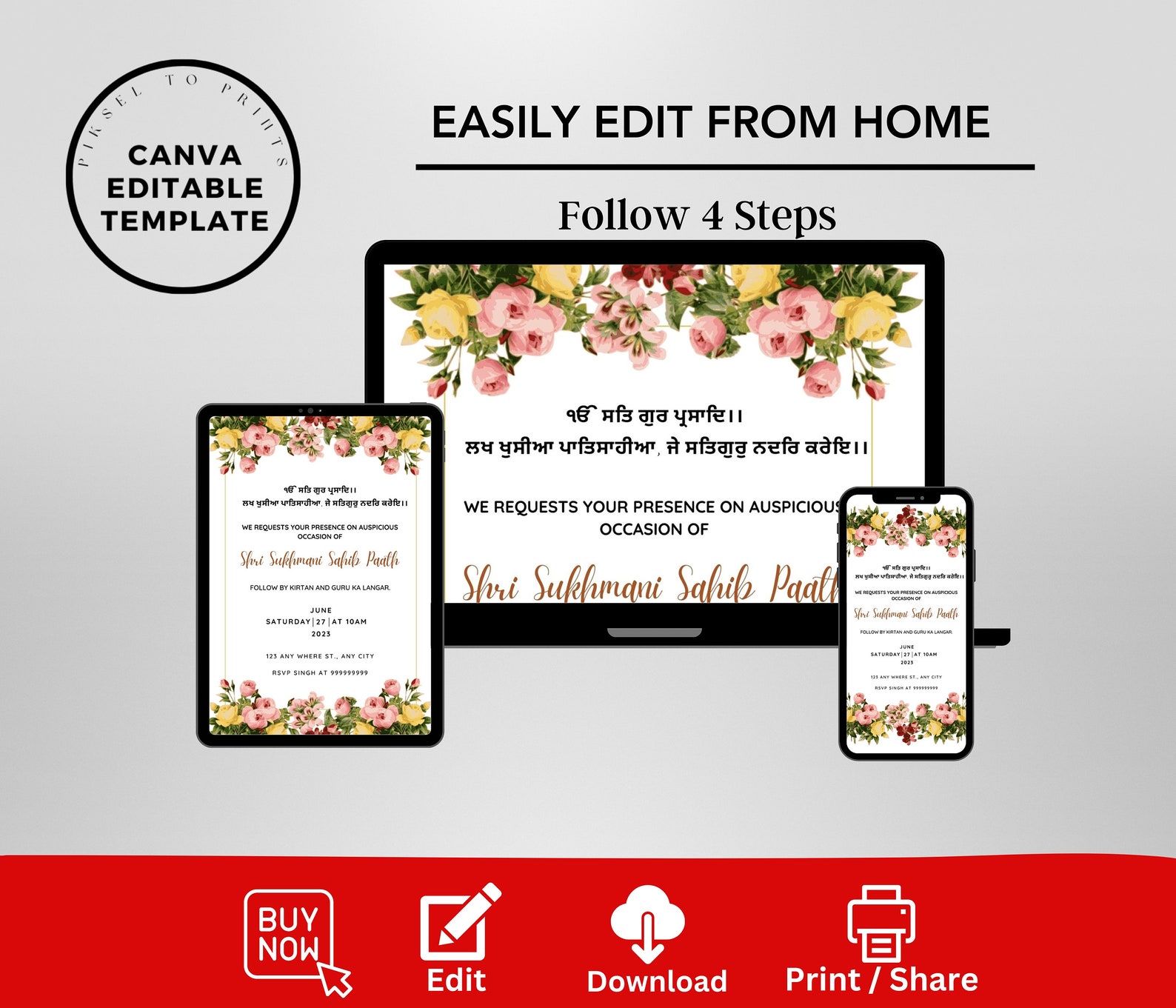 Editable Sukhmani Sahib Path Digital Invitation, Sukhmani Sahib Paath ...