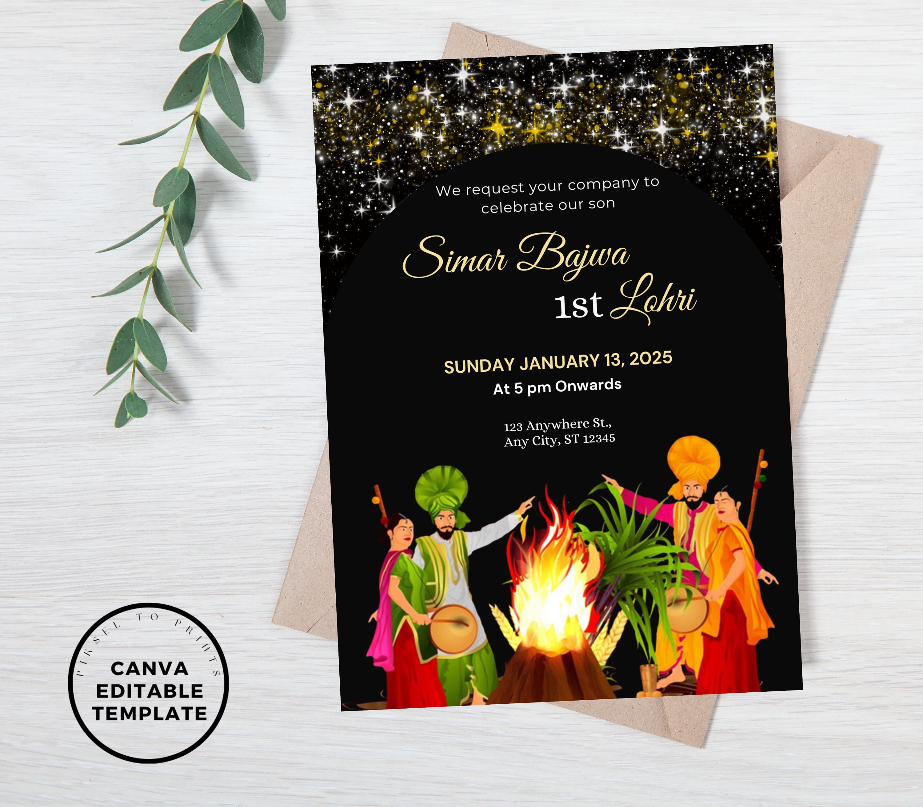 Editable Lohri Invitation, Phone Lohri Invite, Printable Lohri Invite ...