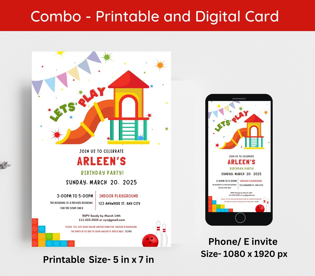 Editable Playground Birthday Invitation: Jungle Gym Party (digital ...