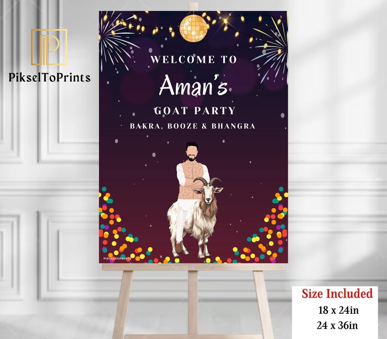 Editable Goat Meat Party Welcome Sign, Punjabi Bakra Party Welcome ...