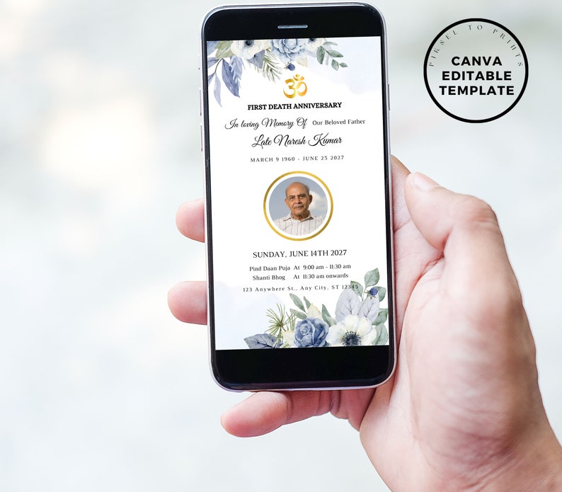 Editable Barsi Invitation, Indian Death Anniversary Invitation, Hindu ...