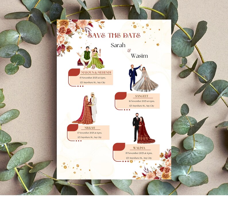 Editable Muslim Save the Date Invite All in One, Islamic Wedding ...