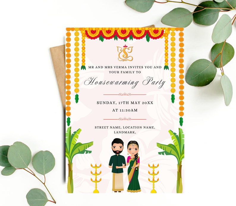 Buy Editable Indian Housewarming Invitation, Griha Pravesh Invitation ...