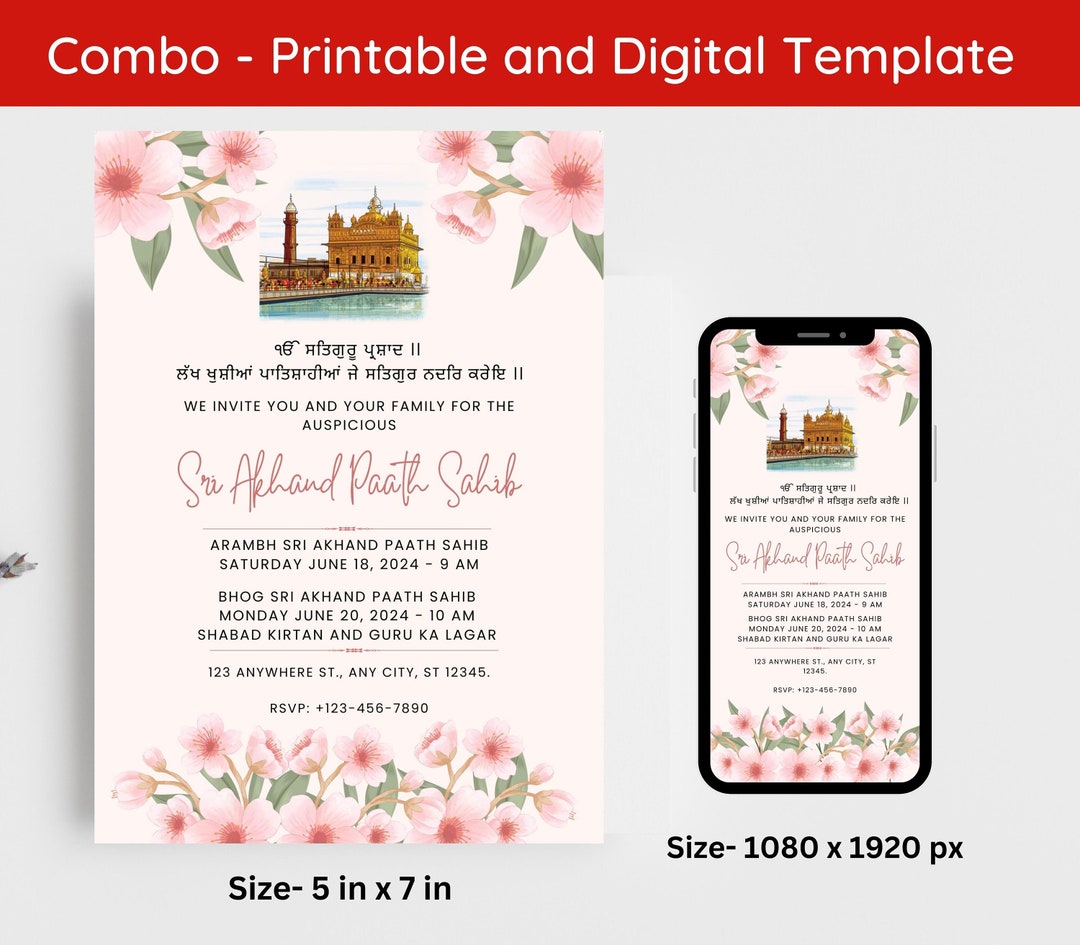 Editable Akhand Path Invitation Card Digital Sukhmani Sahib - Etsy ...