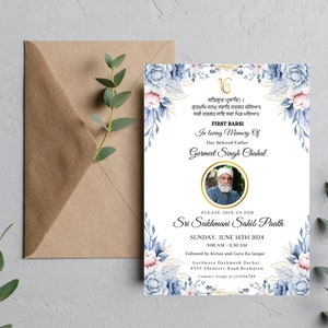 Sikh Barsi Invitation | Punjabi Memorial Card With Photo Upload ...