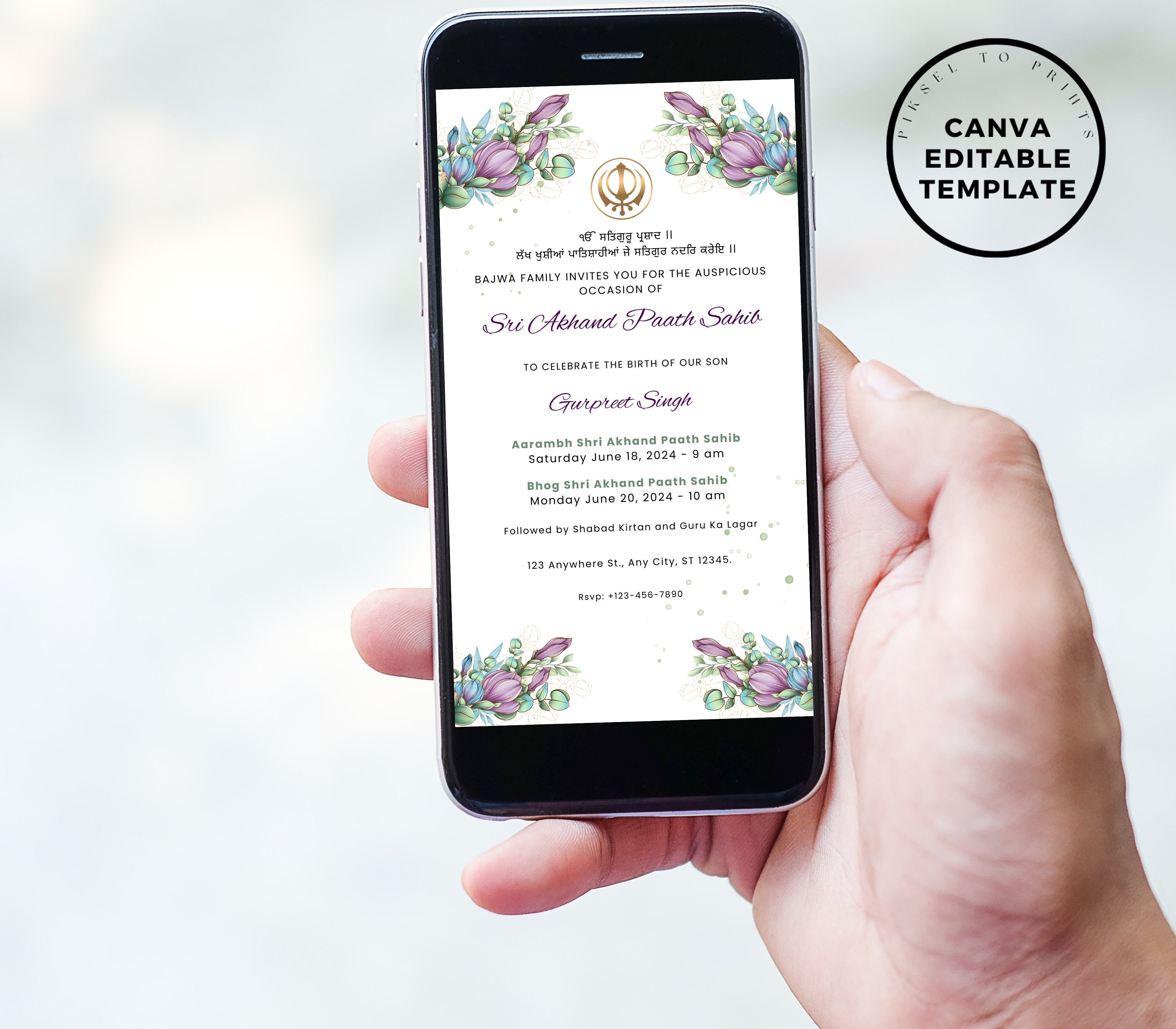 Editable Akhand Path Digital Invitation, Sehaj Path Digital Invitation ...
