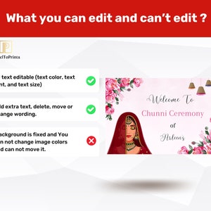 Editable Chunni Ceremony Welcome Sign, Chunni Ceremony Sign, Punjabi ...