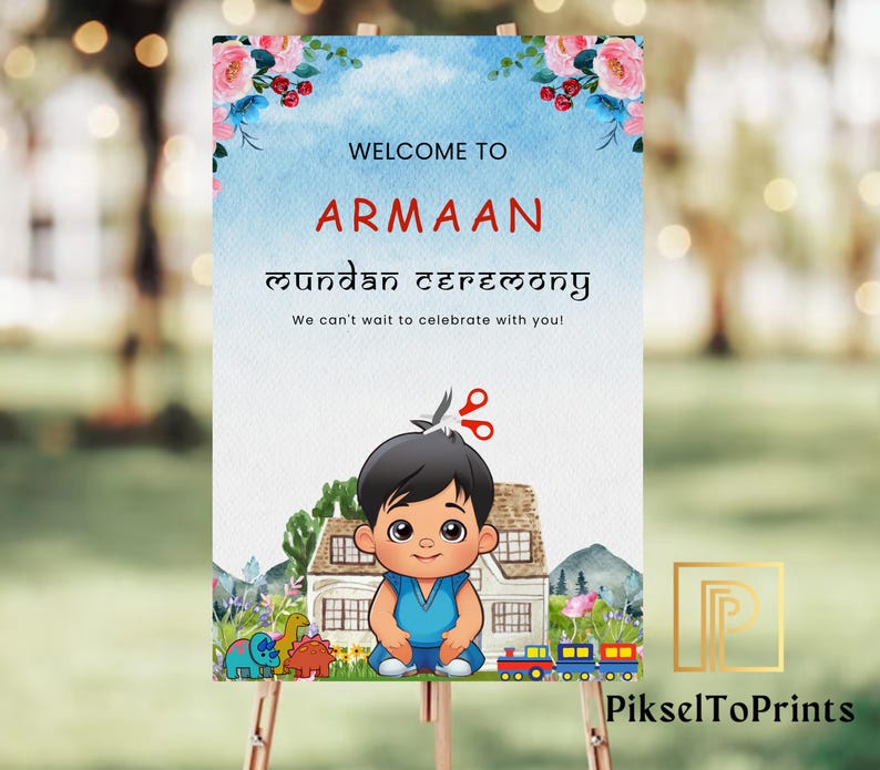 Editable Mundan Welcome Sign: Indian Ceremony Canva Template (digital ...