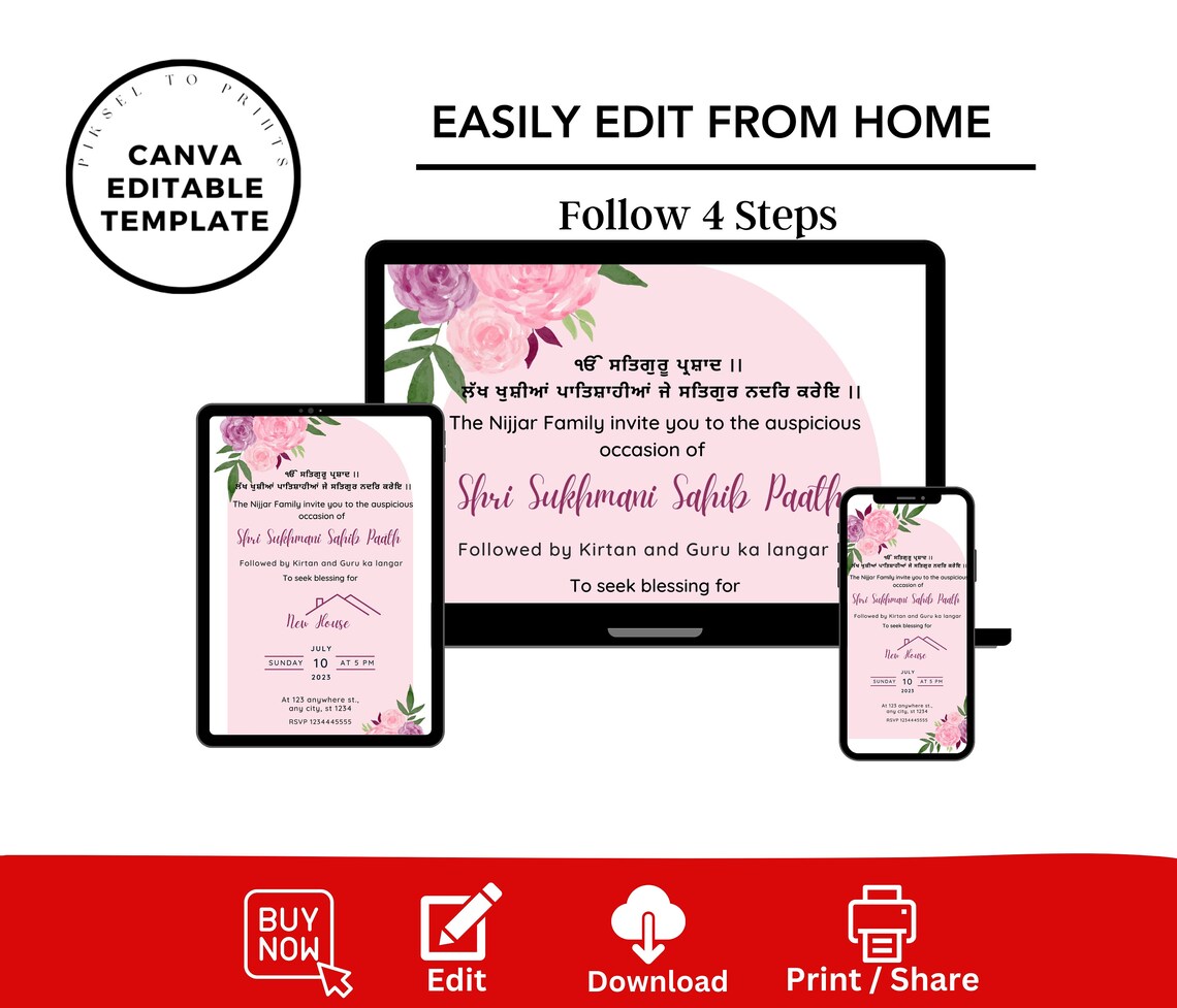 Editable Sukhmani Sahib Path Invitation for Housewarming - Etsy