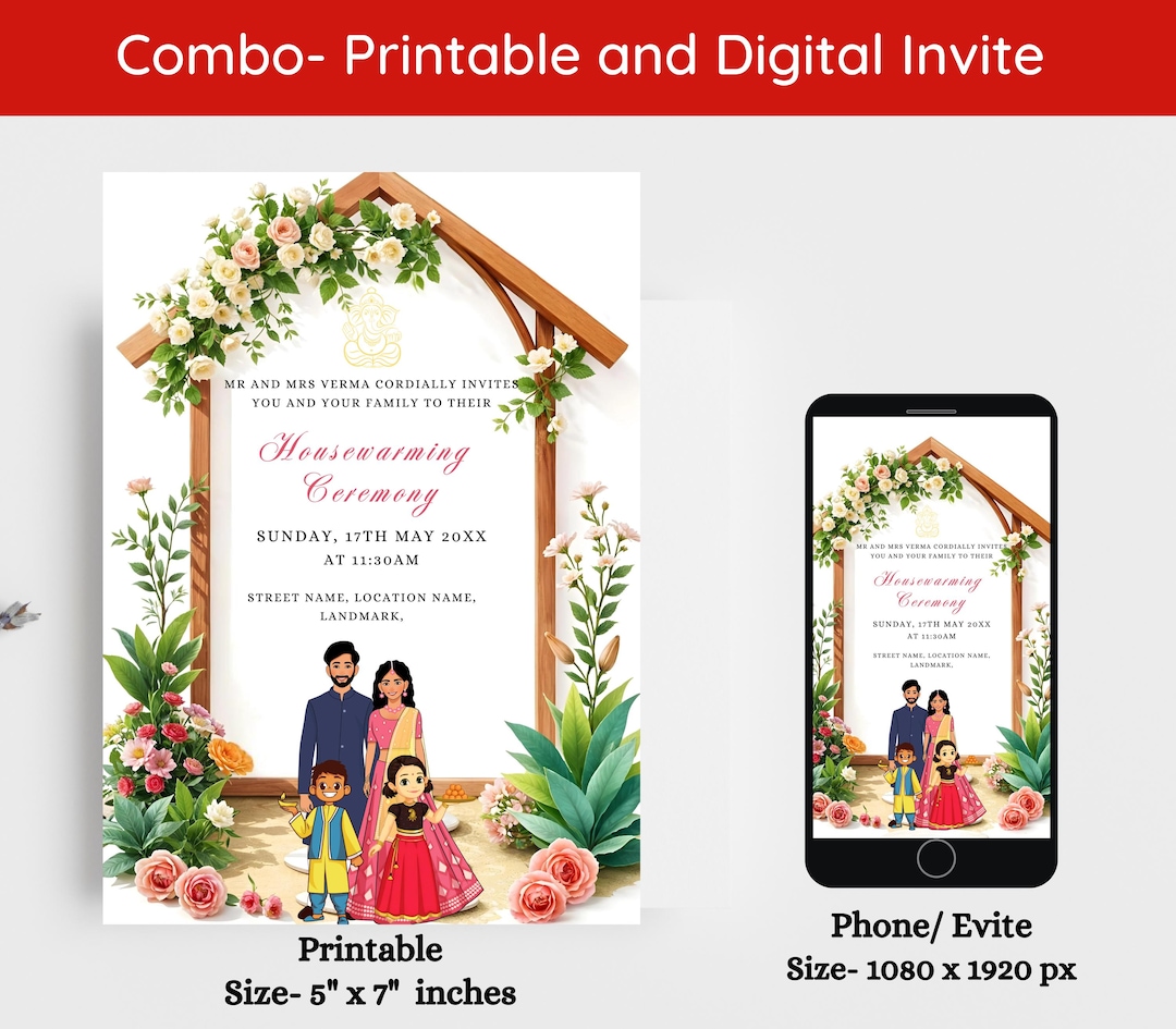 Editable Indian Housewarming Invitation: Griha Pravesh Invite ...