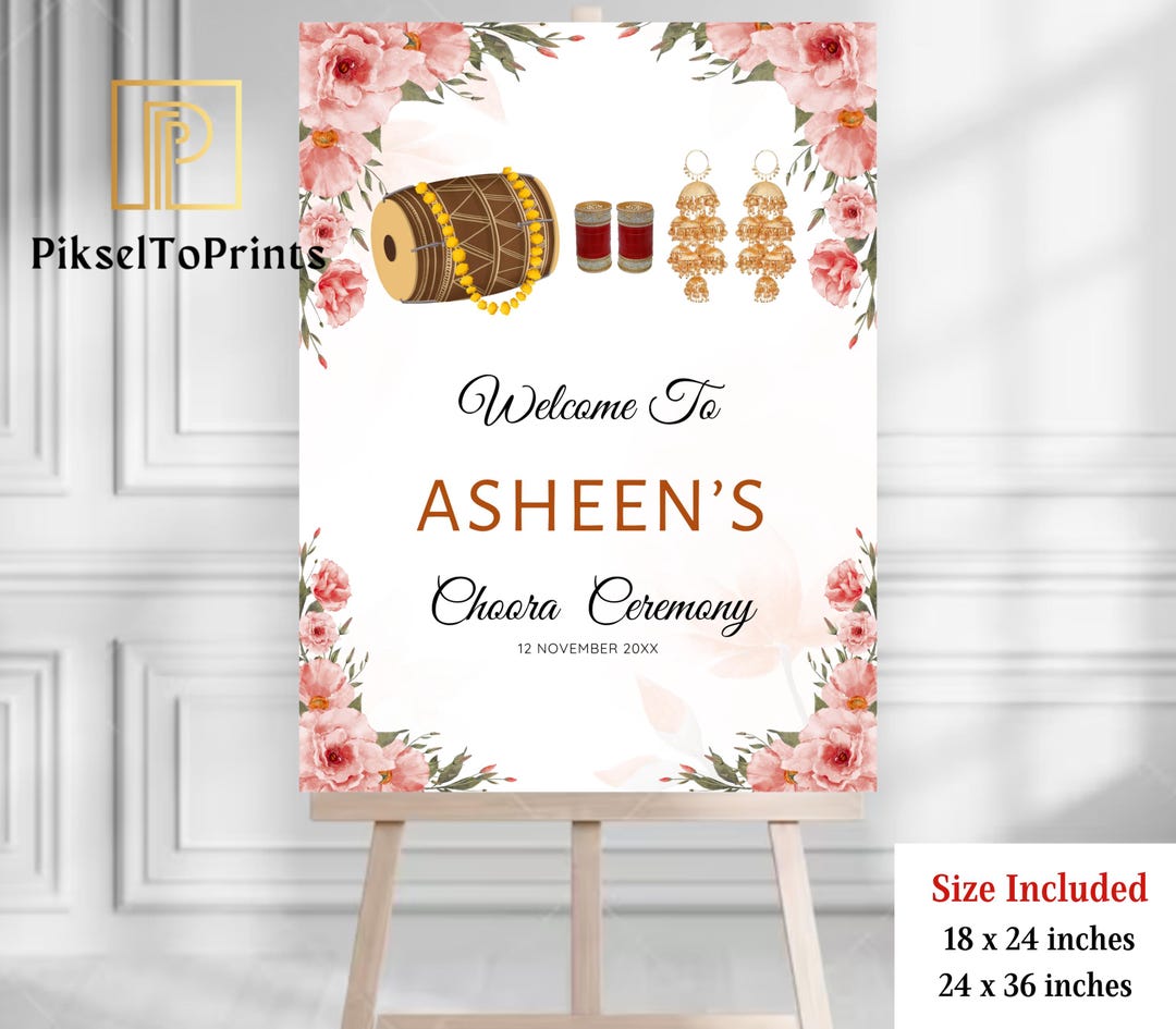 Choora Welcome Sign: Indian Wedding Decor (digital Download) - Etsy