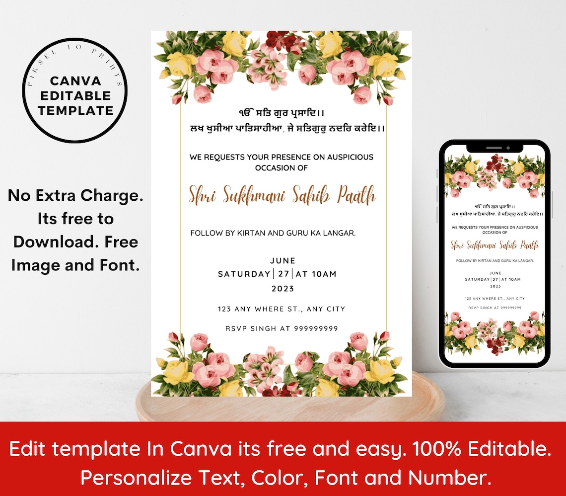 Editable Sukhmani Sahib Path Digital Invitation, Sukhmani Sahib Paath ...