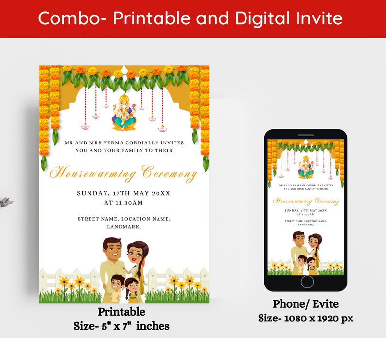 Editable Hindu Housewarming Invitation Template: Griha Pravesh Phone ...