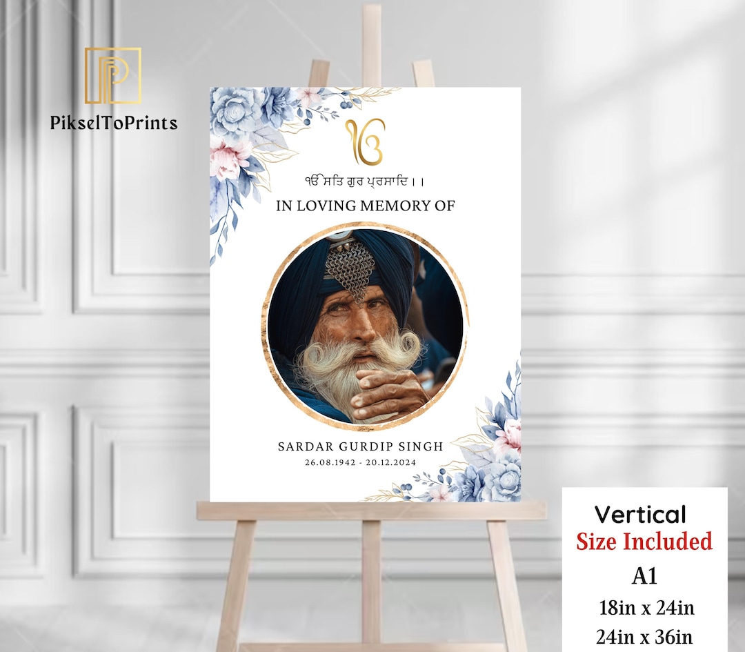 Editable Punjabi Funeral Memorial Sign Barsi Poster, in Loving Memory ...