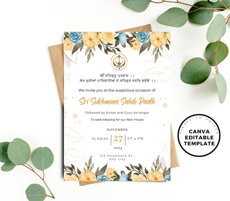 Editable Sukhmani Sahib Paath Invitation: Digital Download - Etsy