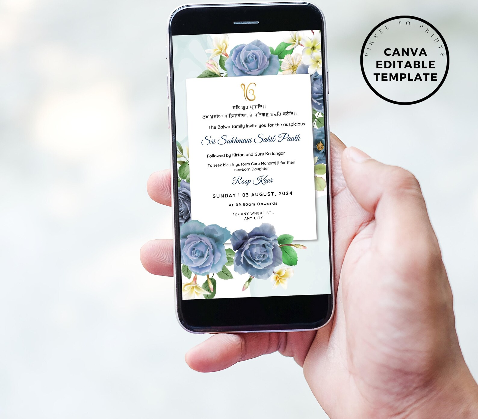 Editable Floral Sukhmani Sahib Path Invitation, Sukhmani Sahib Path ...