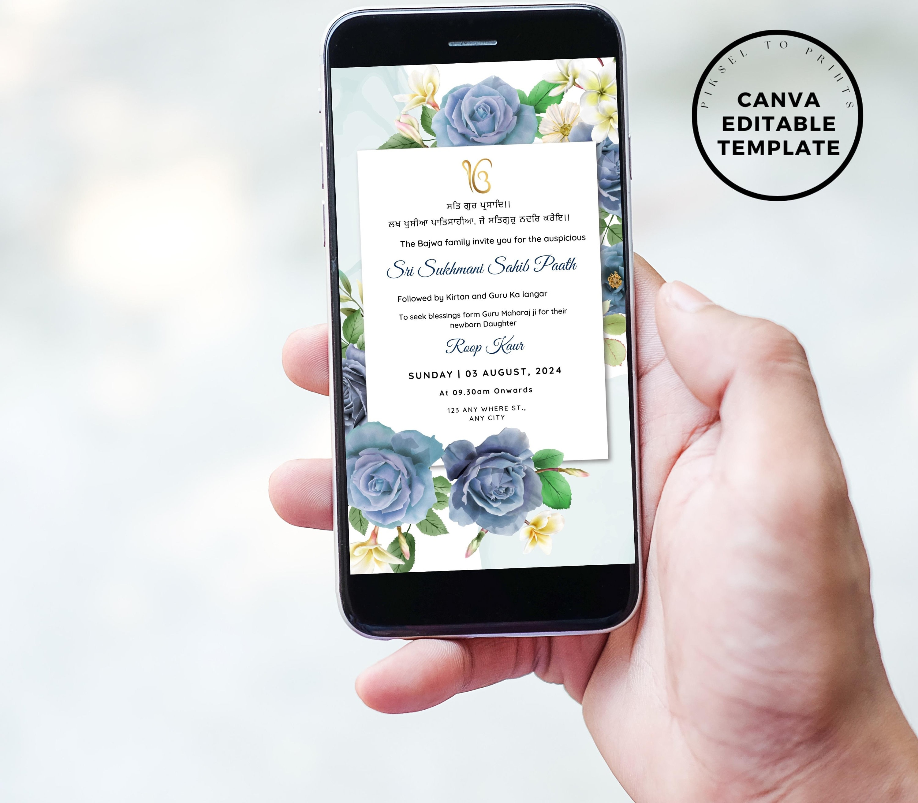 Editable Floral Sukhmani Sahib Path Invitation, Sukhmani Sahib Path ...