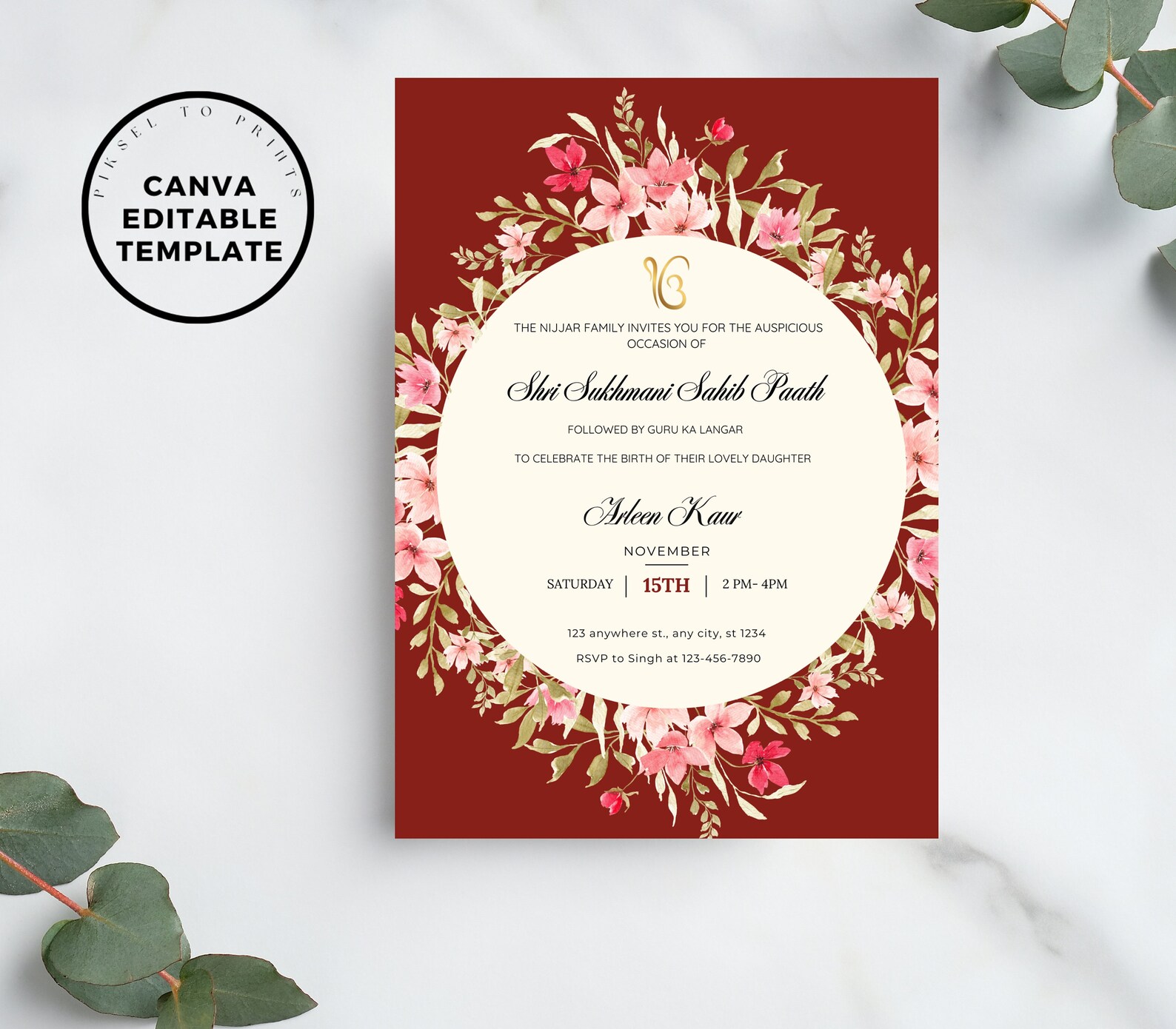 Editable Sukhmani Sahib Path Invitation: Floral Design (digital) - Etsy UK