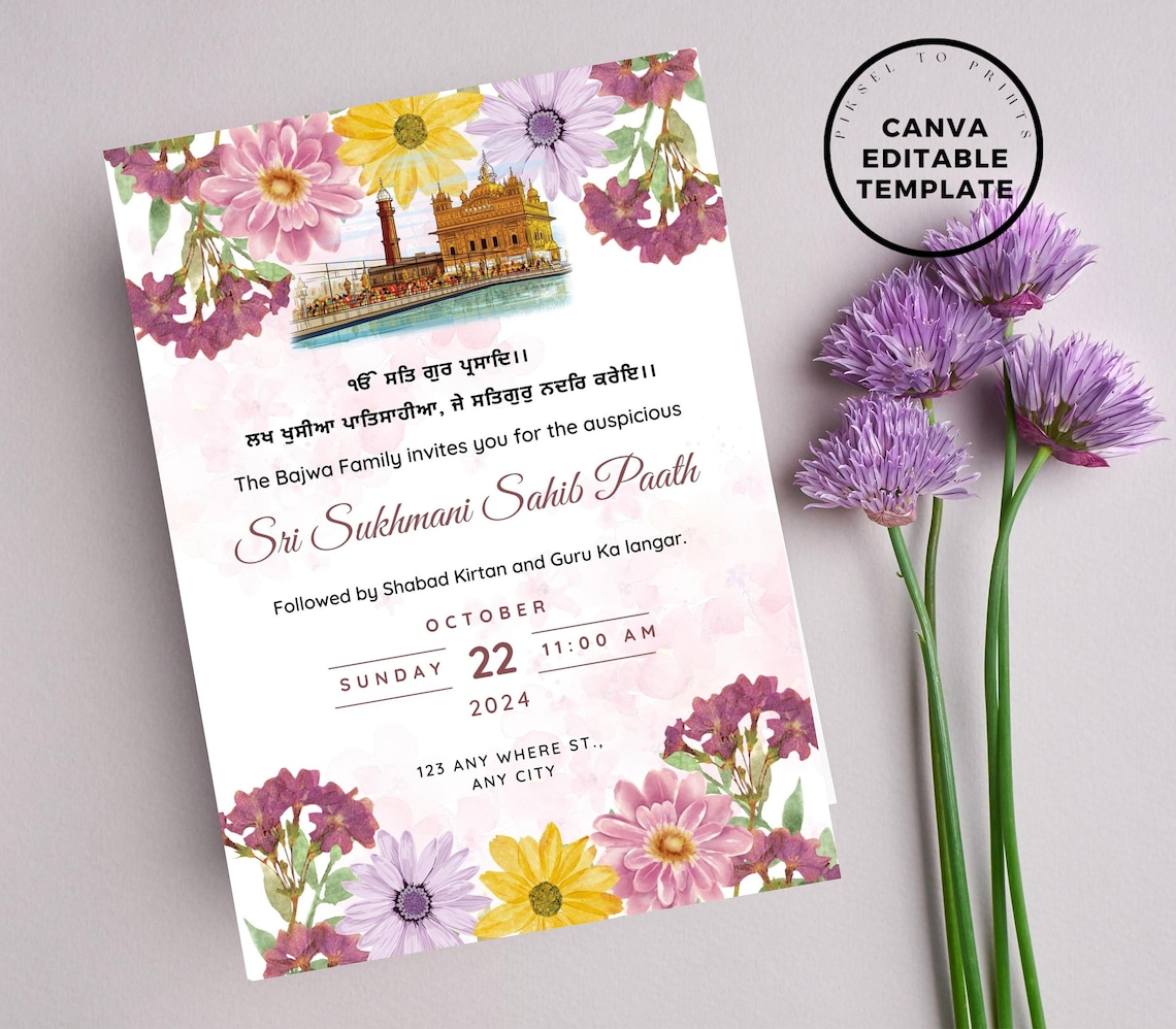 Editable Sukhmani Sahib Path Invitation Digital Sukhmani - Etsy