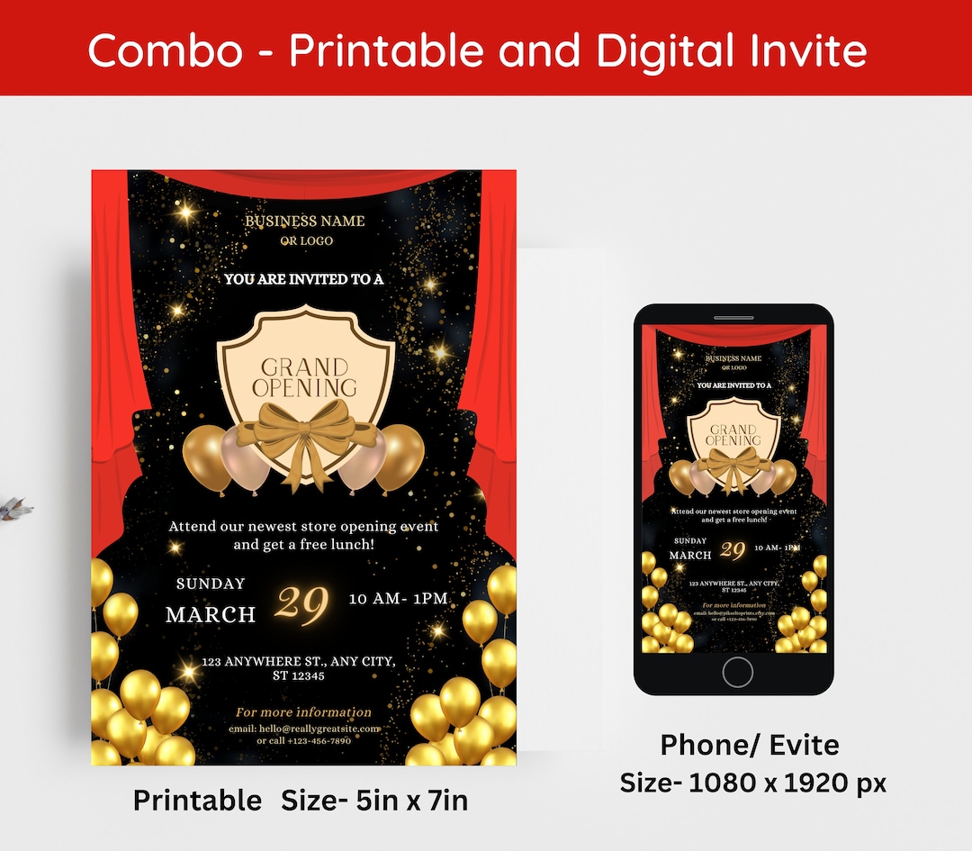 Editable Grand Opening Invitation Template, Business Launch Event ...