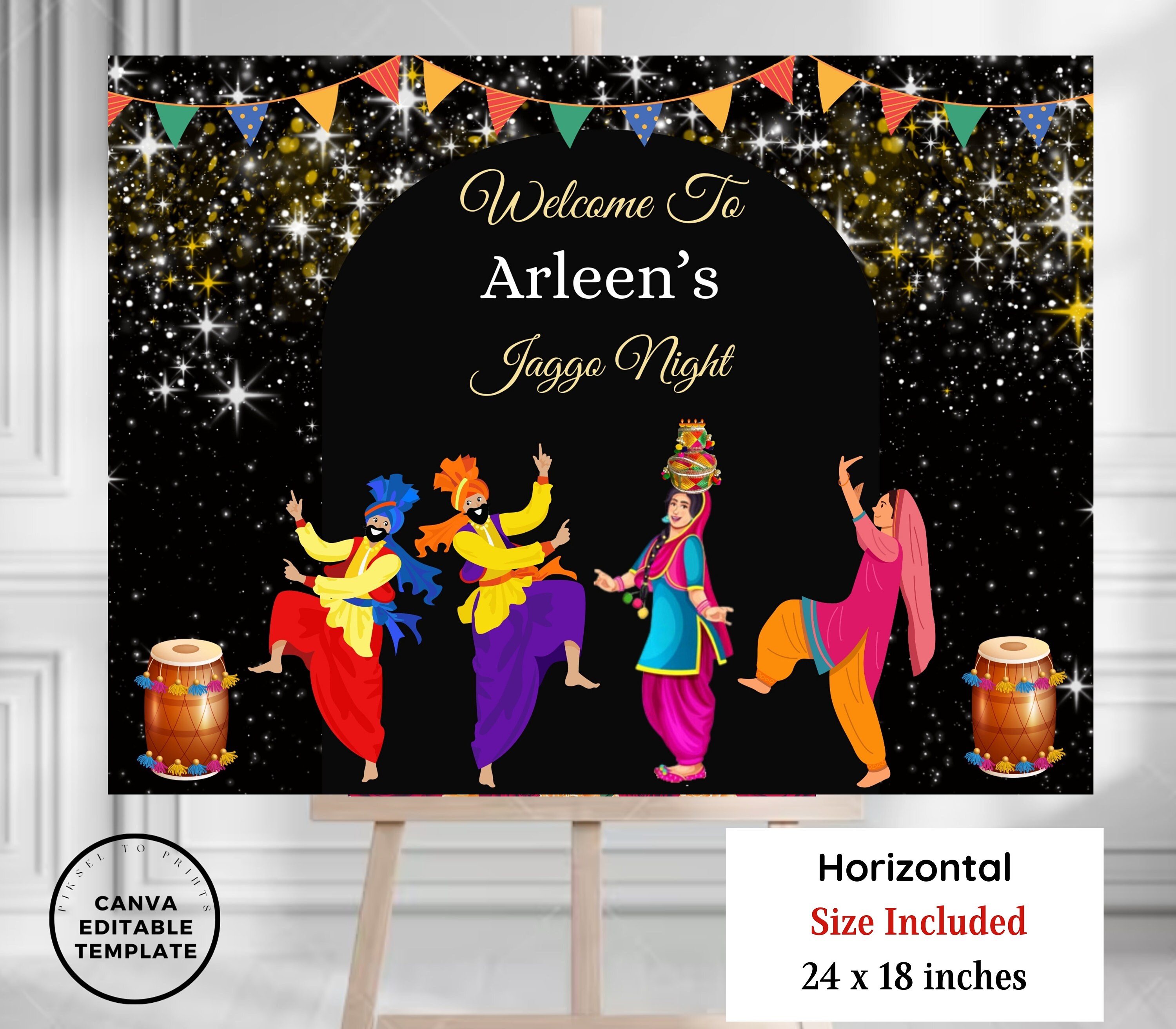 Editable Jaggo Welcome Signs, Punjabi Wedding Jaggo Decor, Jaggo ...