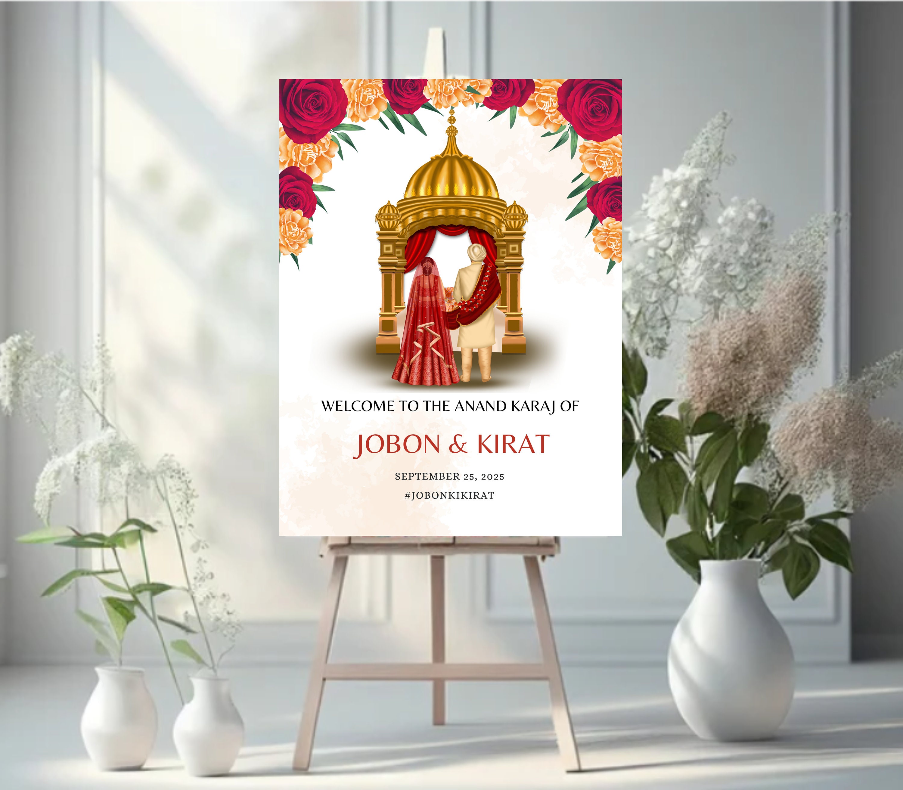 Editable Elegant Anand Karaj Welcome Sign, Anand Karaj Welcome Signage ...
