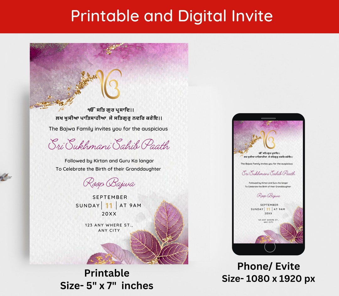 Editable Sukhmani Sahib Path Invitation, Sukhmani Sahib Path Digital ...