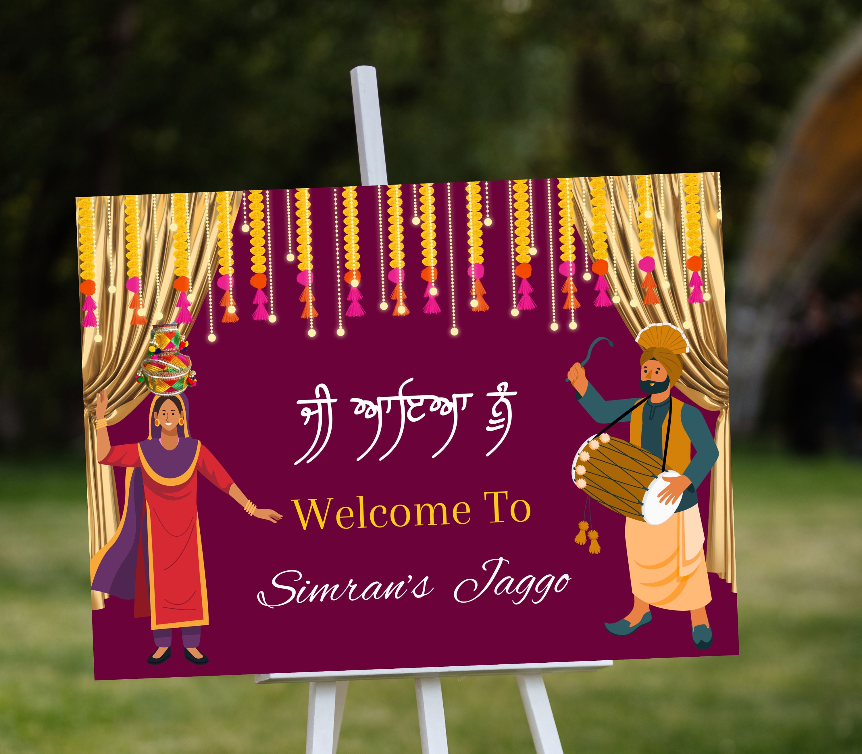 Jaggo Welcome Sign, Punjabi Welcome Signs, Sangeet Sign, Maiyan Sign ...