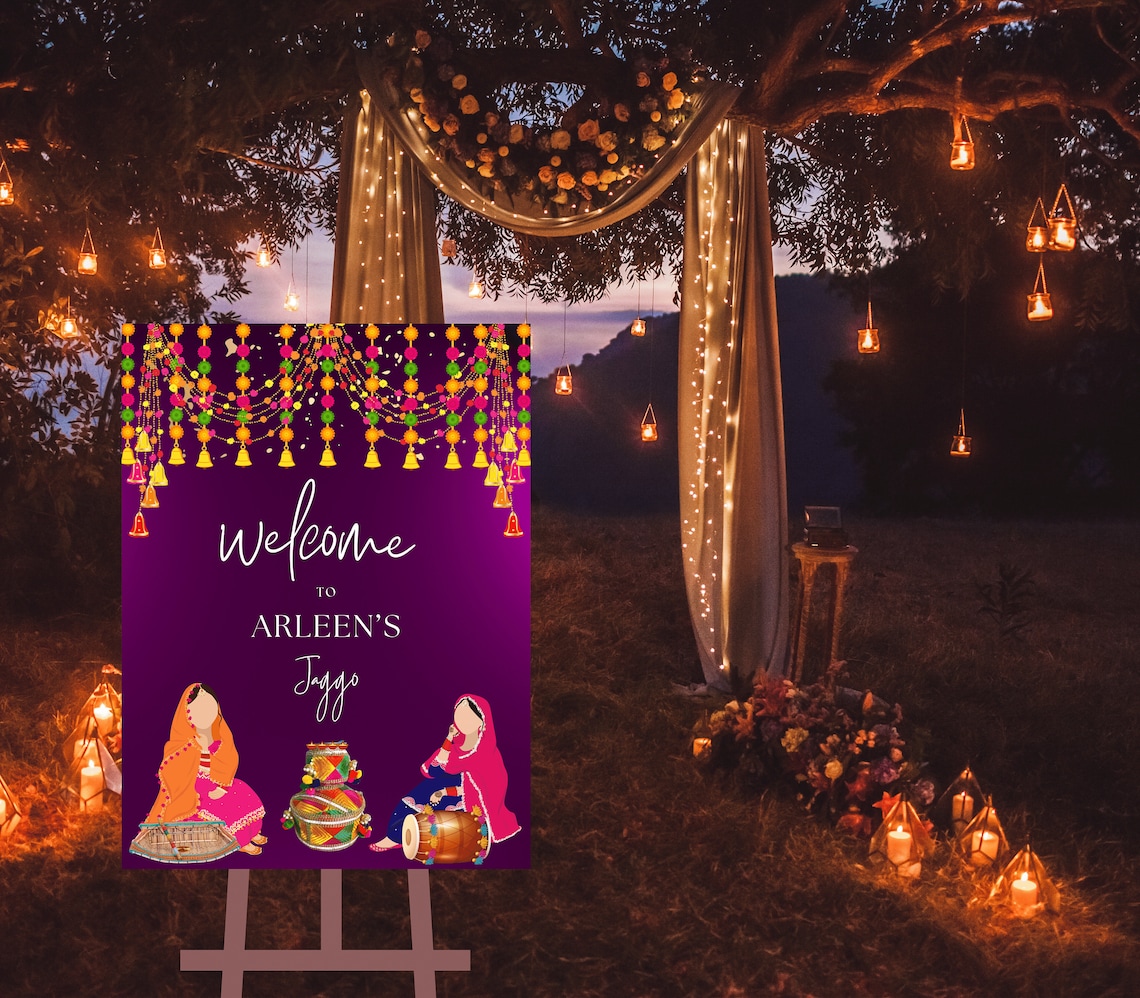 Editable Jaggo Ceremony Welcome Sign, Punjabi Wedding Jaggo Decor ...