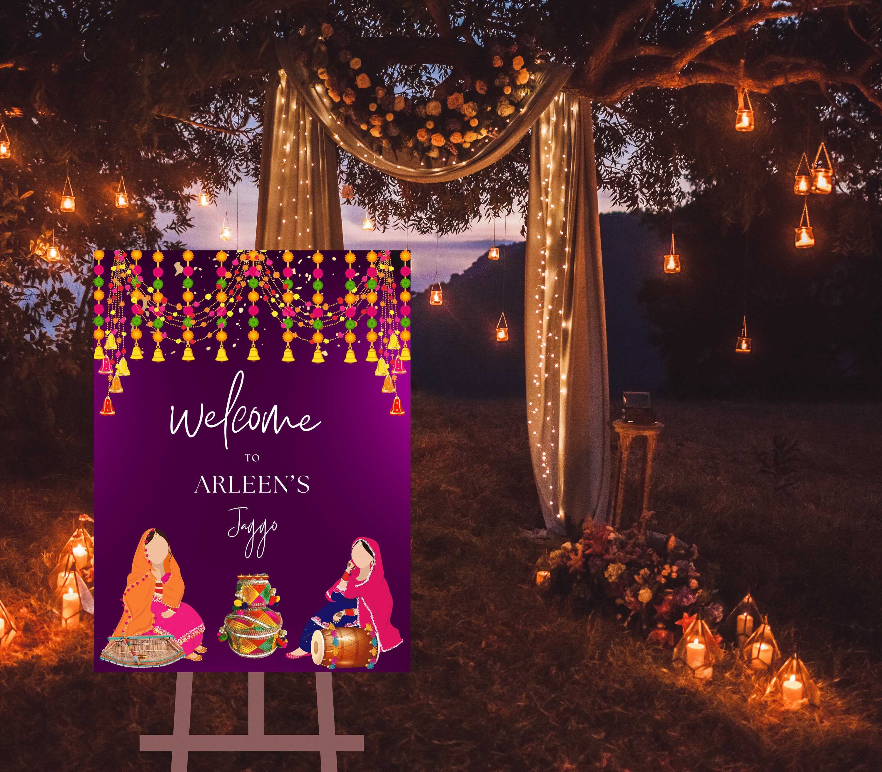 Editable Jaggo Ceremony Welcome Sign, Punjabi Wedding Jaggo Decor ...