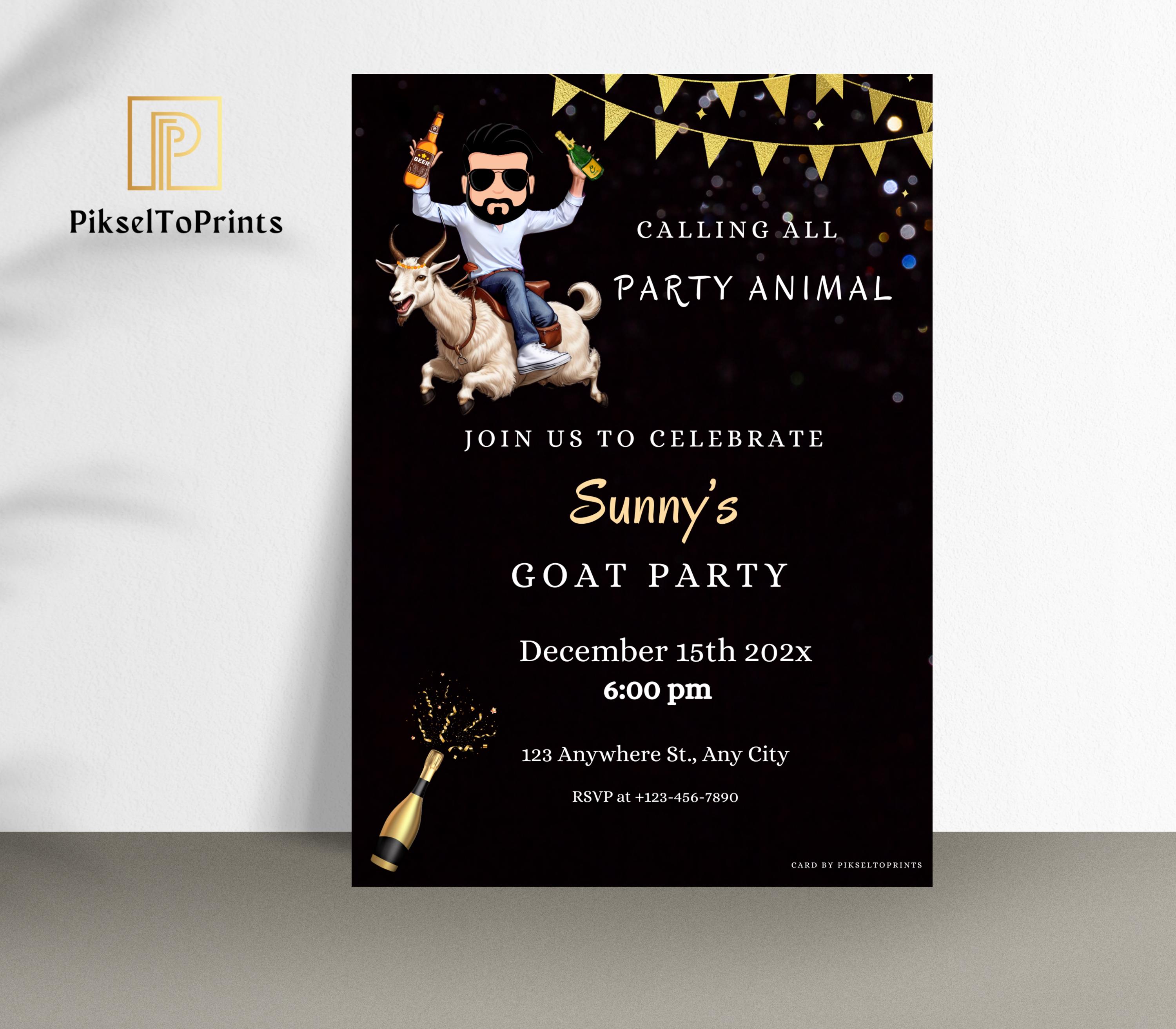 Goat Party Invitation: Punjabi Groom Meat Party Invite, Desi Wedding ...