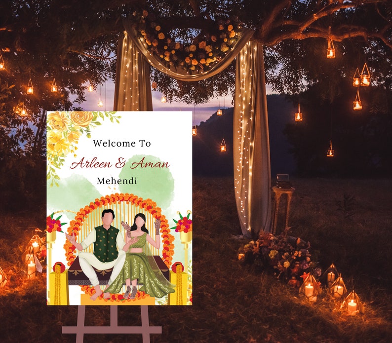 Editable Indian Mehndi Welcome Sign, Mendhi Decor, Mehndi Welcome Sign ...