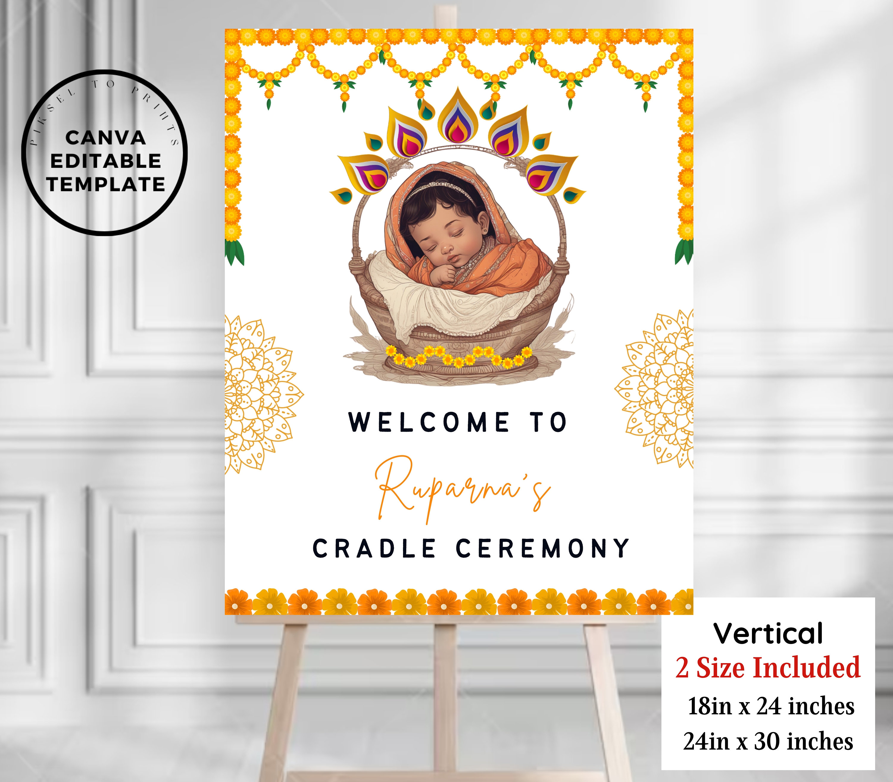 Editable Naming Day Sign, Cradle Ceremony Welcome Sign, Cradle Ceremony ...