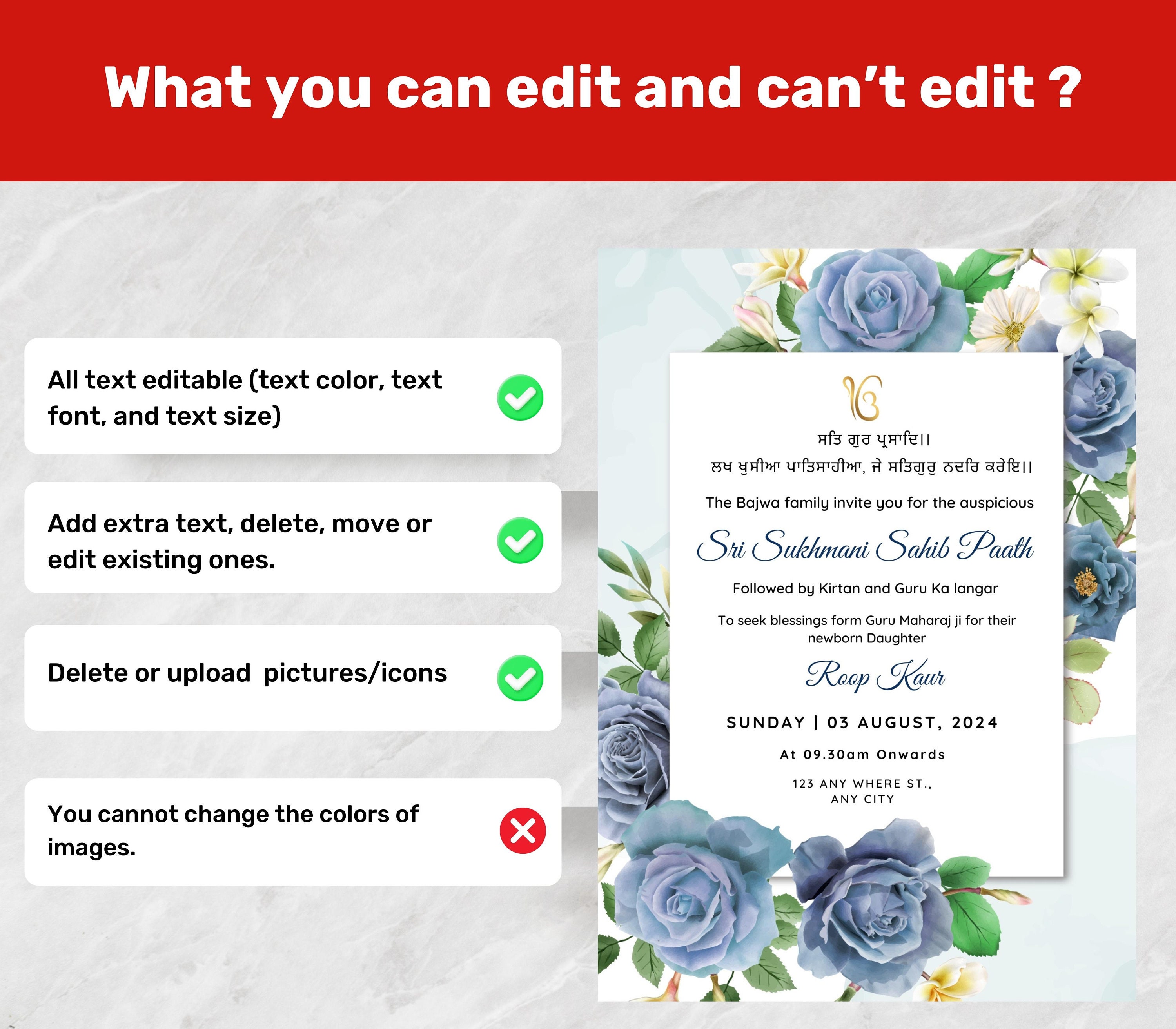 Editable Floral Sukhmani Sahib Path Invitation, Sukhmani Sahib Path ...