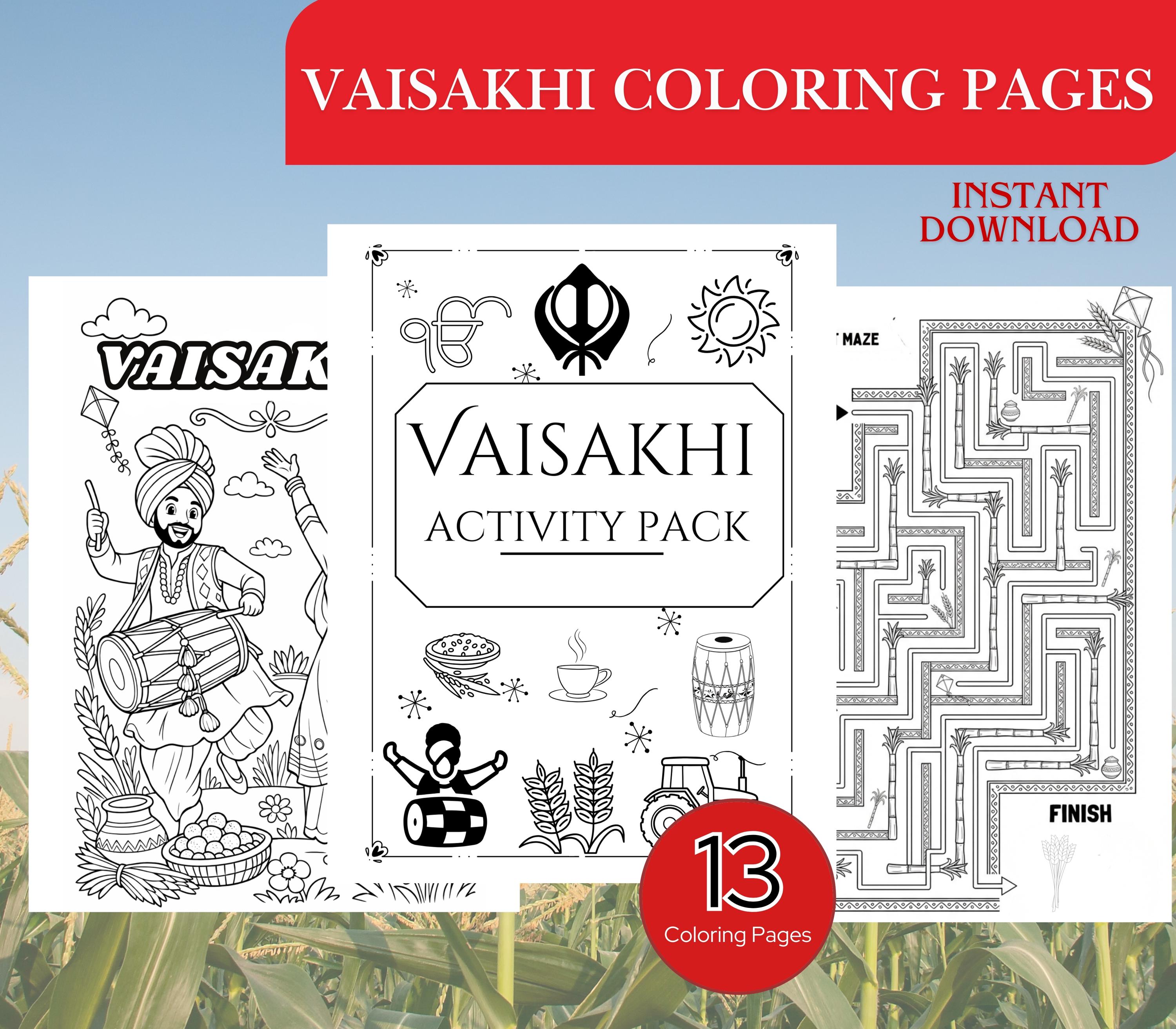 Vaisakhi Coloring Pages, Punjabi Kids Worksheet Activity PNG PDF ...