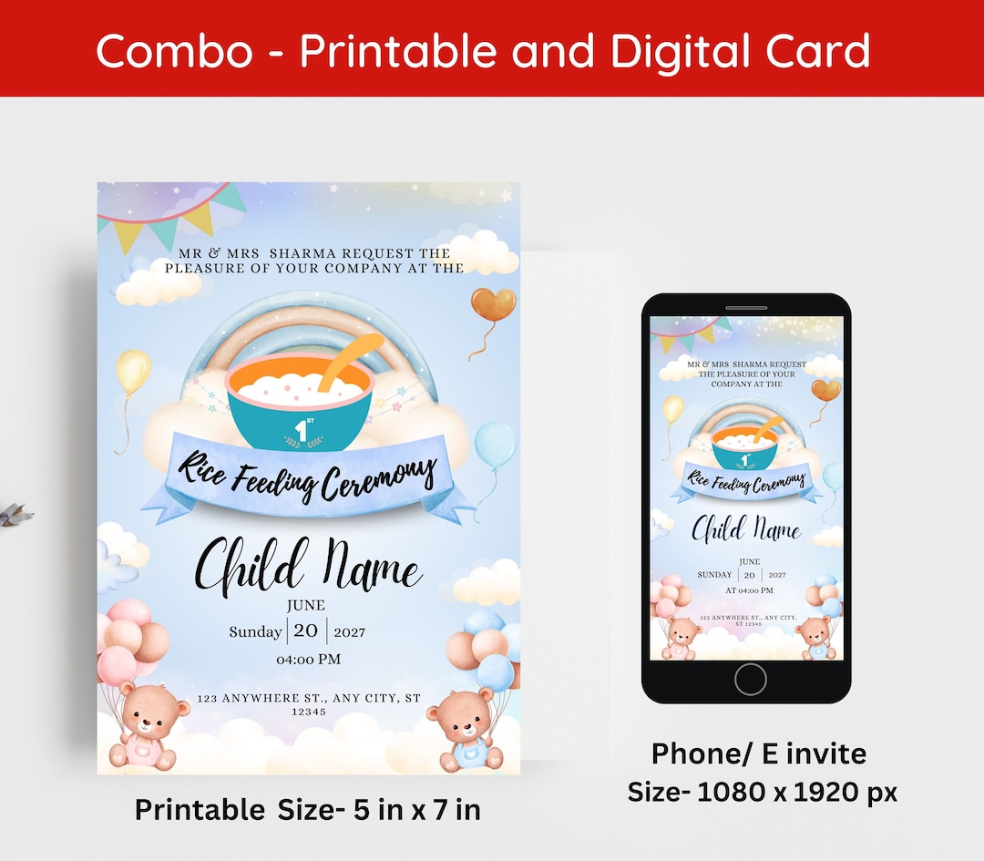 Editable First Rice Ceremony Invite, Annaprashan Invitation Template ...