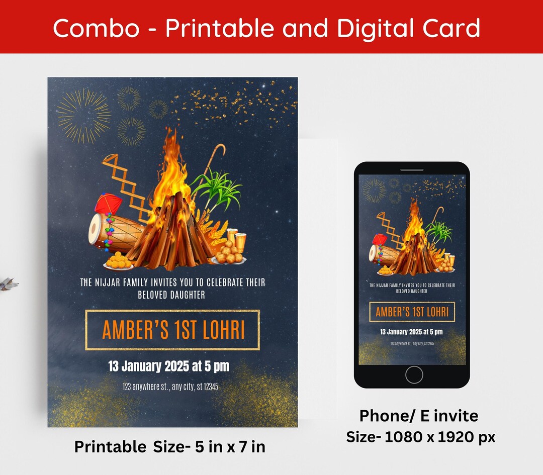 Editable Lohri Invitation First Lohri Invite Lohri Party - Etsy