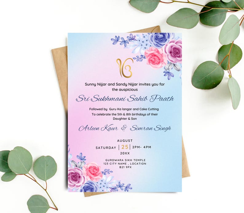 Editable Sukhmani Sahib Path Invitation: Birthday, Housewarming and ...